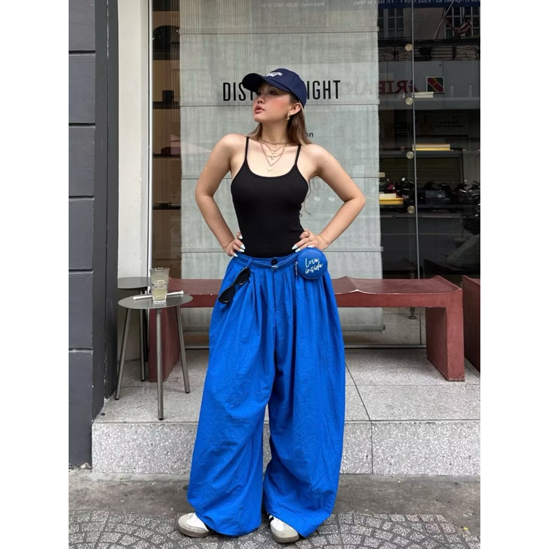 [CÓ DÁNG NẤM] Quần Parachute xếp ly cạp vải gió mềm phiên bản mới ,Quần ...