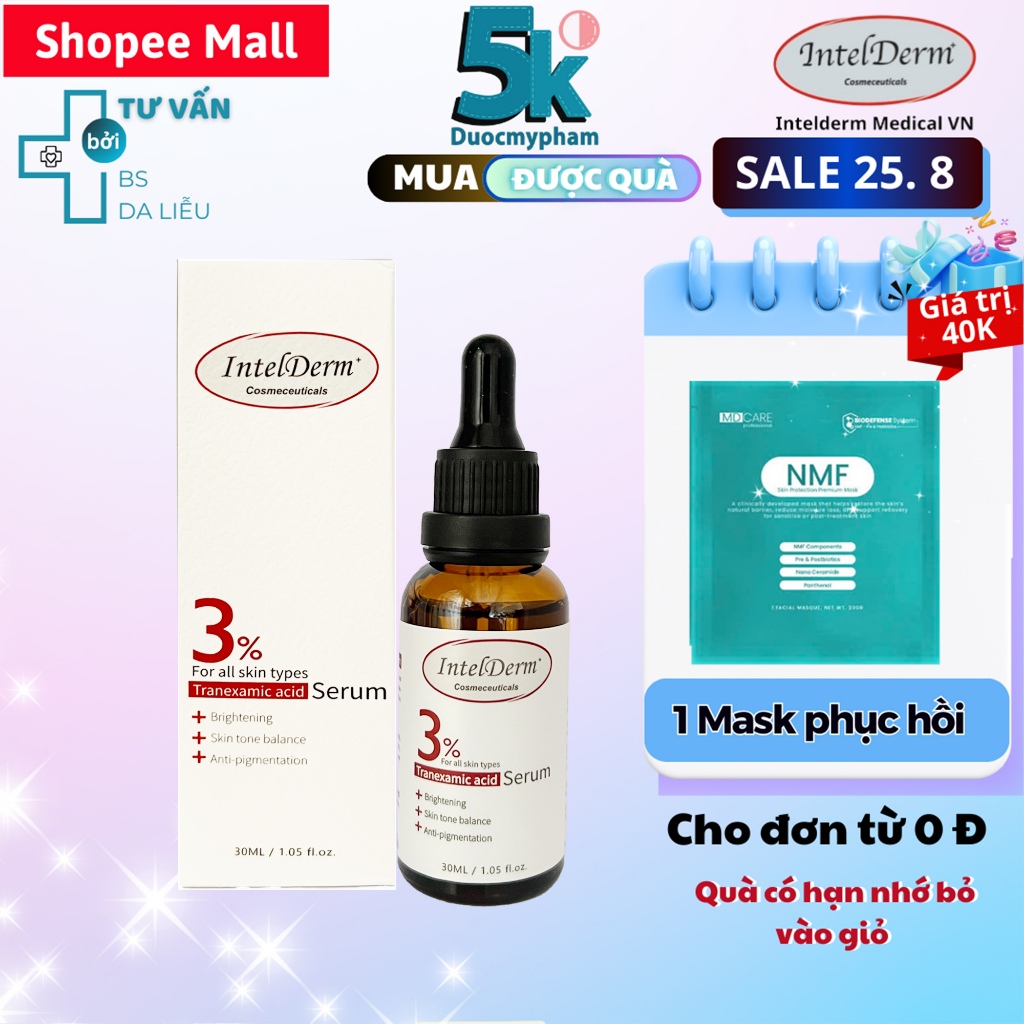 Serum sáng da IntelDerm 3% - Chuyên cấp ẩm phục hồi và mờ thâm nám ...