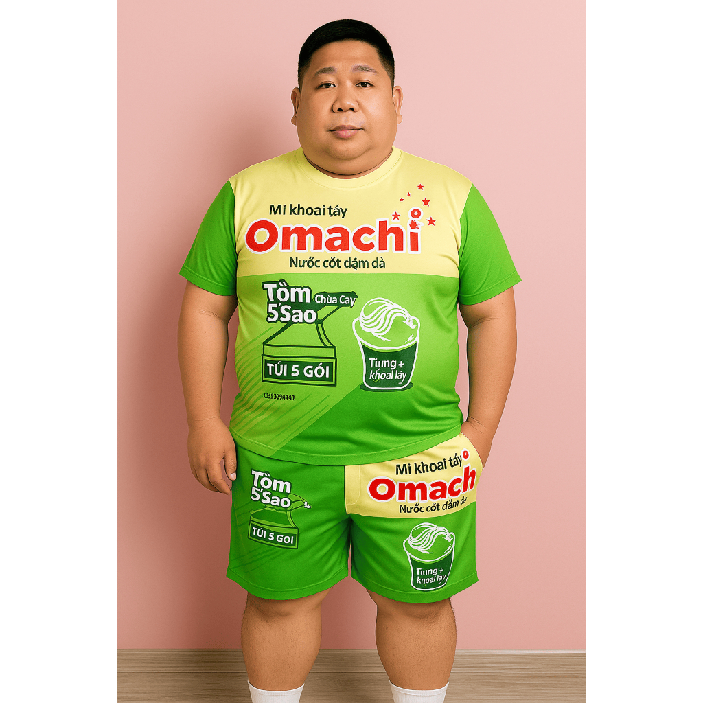 Bộ quần thể thao thun hè SIZE 33 -> 120kg in 3D hình MỲ TÔM OMACHI chất ...