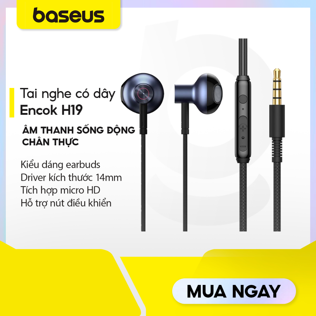 Tai nghe Baseus Encok H19 có Dây 6D Hifi Jack 3.5mm | Shopee Việt Nam
