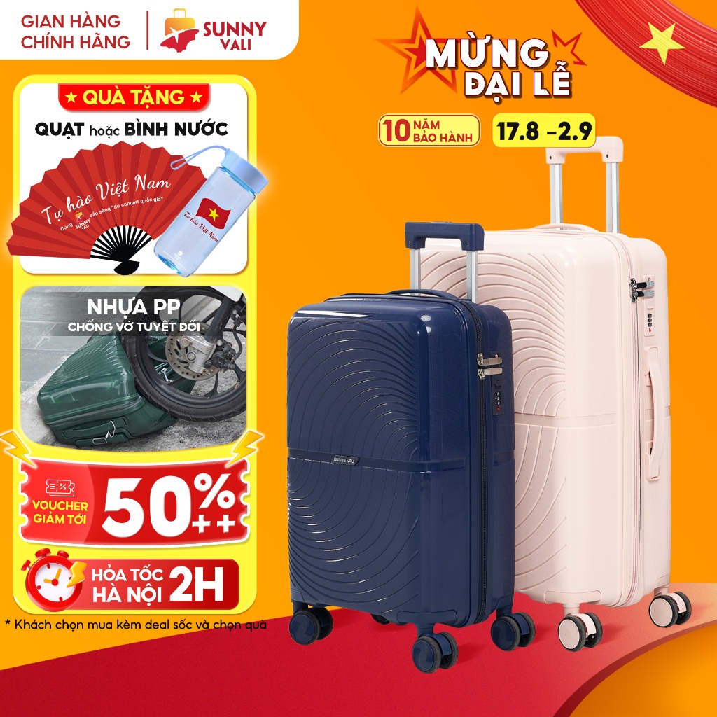 Vali kéo du lịch SUNNY ROGER size 20/24/28 chất liệu nhựa PP chống vỡ ...