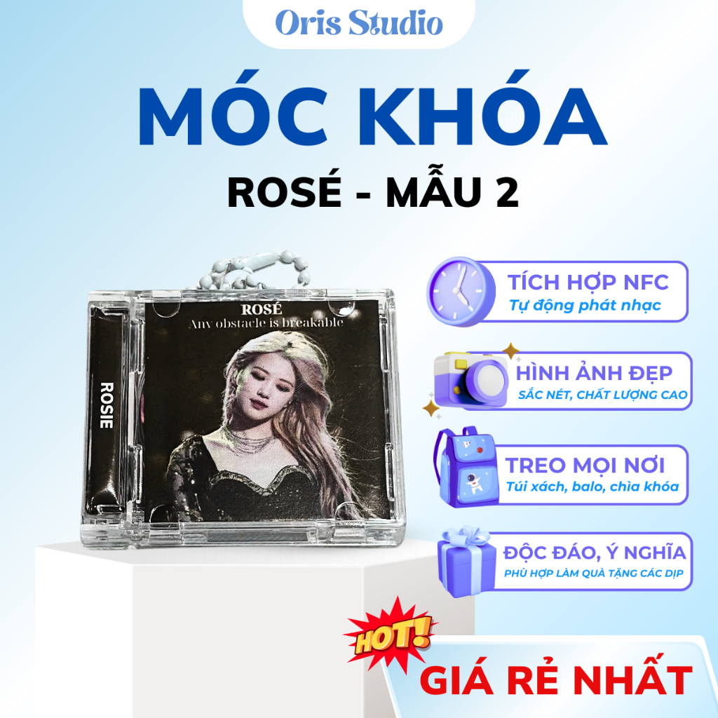 [Rosé mẫu 2] Móc khóa MINI CD ALBUM NFC phát nhạc Spotify/Youtube - "Album Rosie" | Mẫu có sẵn ...