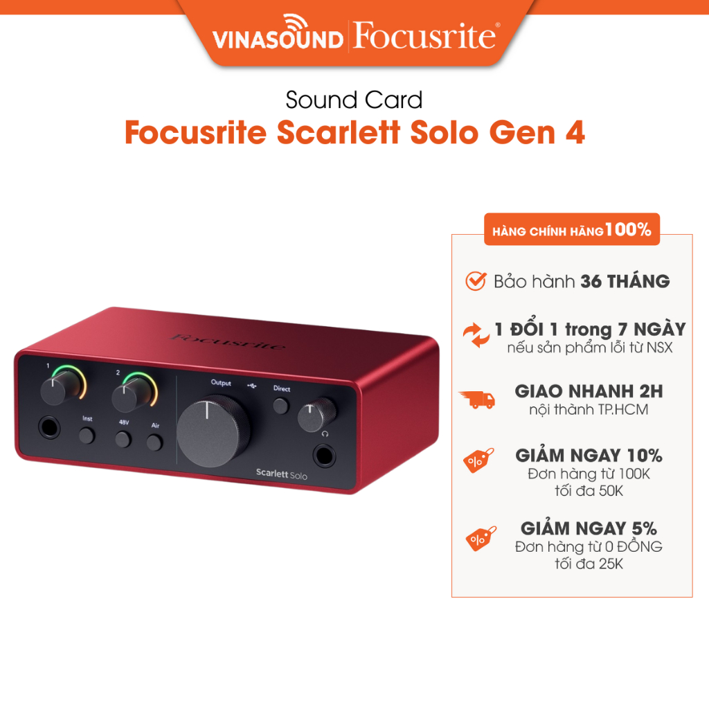 Soundcard Focusrite Scarlett Solo Gen 4 Chính Hãng | Audio Interface ...