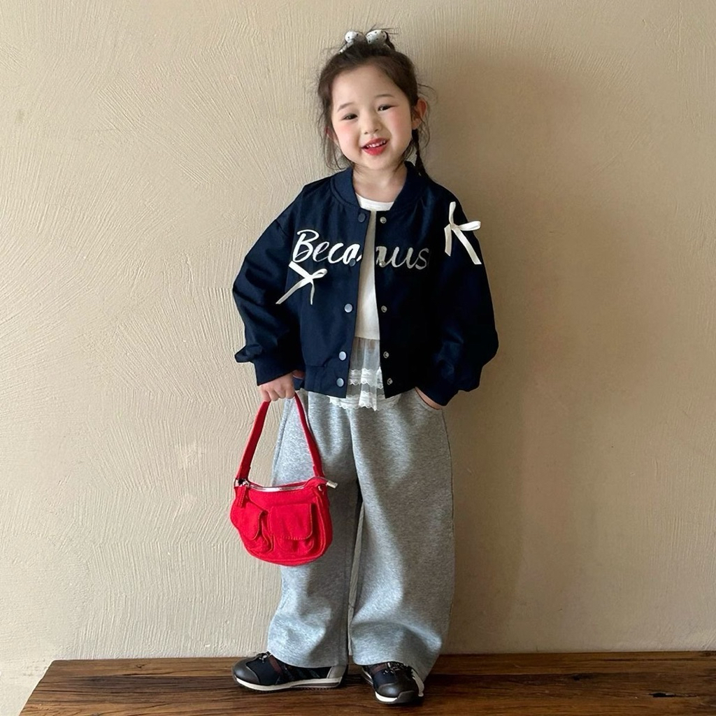 AK02- Áo khoác gió bomber nơ xanh than cho bé gái | Shopee Việt Nam