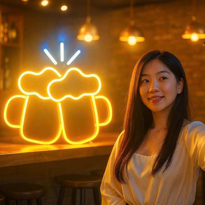 Đèn led neon hình cốc Bia Decor trang trí quán bia quán bar quán ăn ...