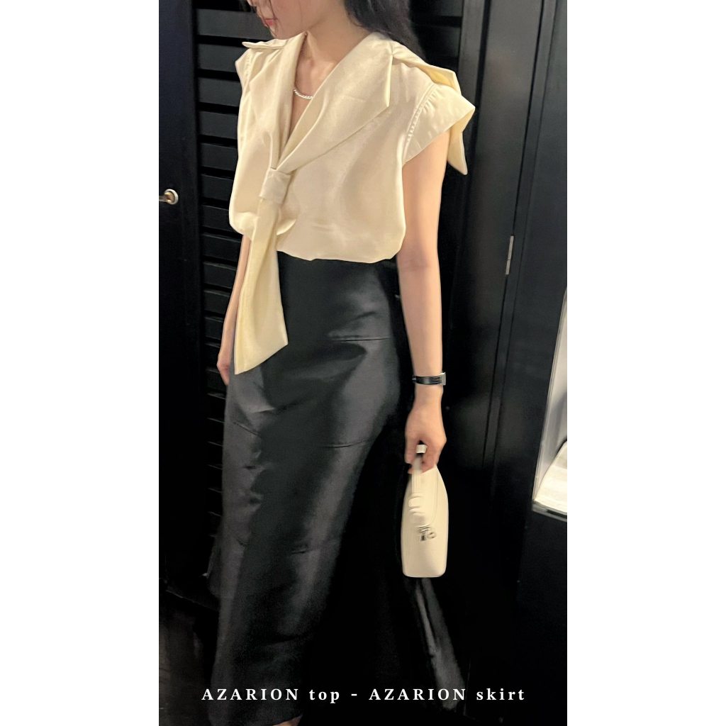 Chân váy dài KHUE HOUSE Azarion cạp cao dáng A công sở chất liệu tafta ...