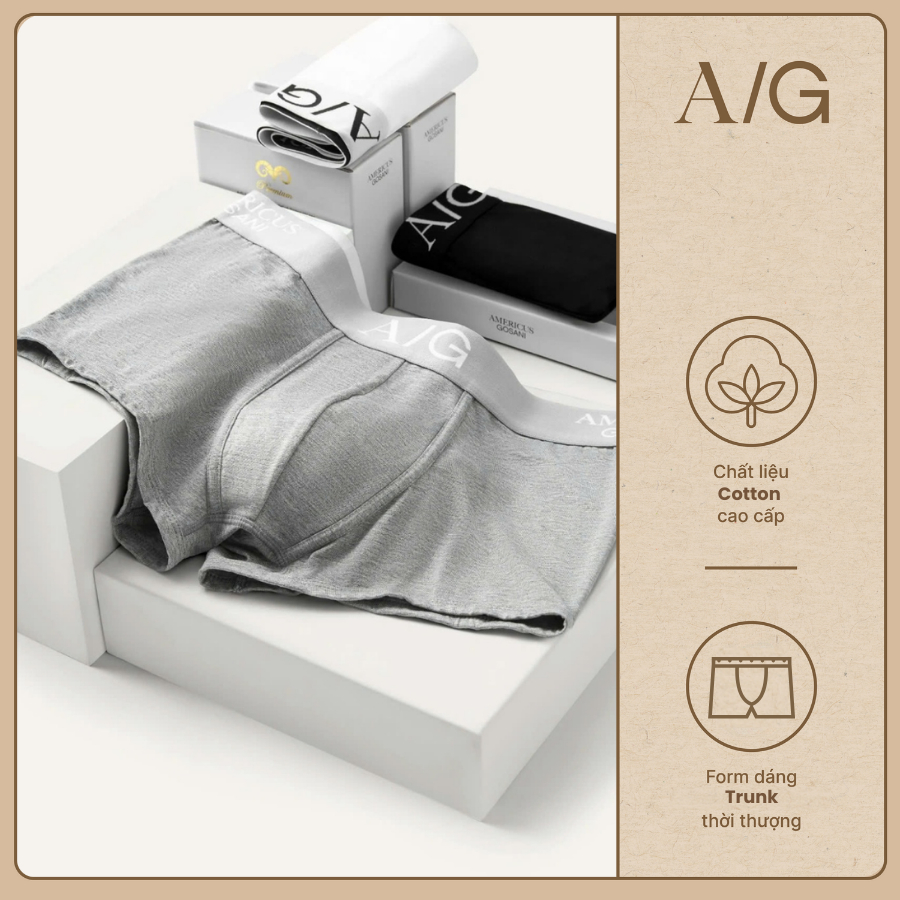 Premium Underwear Americus Gosani HI03 Dáng Trunk Màu Trắng, Đen Và Xám ...