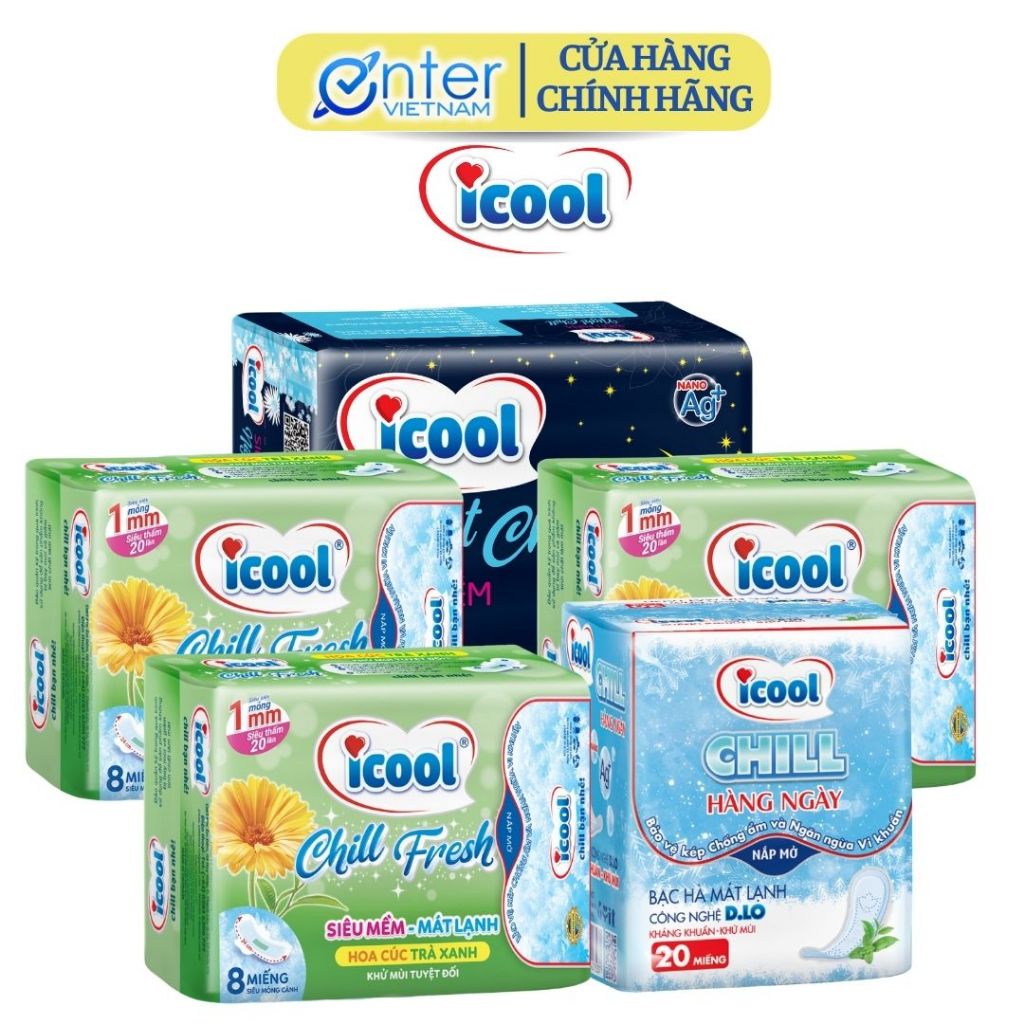 (Hàng Chính Hãng)Combo 5 Gói Băng Vệ Sinh Icool - 3 Gói Chill Fresh 1 ...