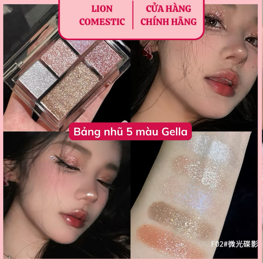 [GELLA'S] Bảng Nhũ 5 Màu Ngọc Trai Gella Lấp Lánh Bám Lâu | Shopee Việt Nam