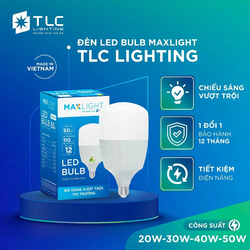 Đèn LED Búp MAXLIGHT TLC Lighting Công suất 20W 30W 40W 50W Chính hãng ...