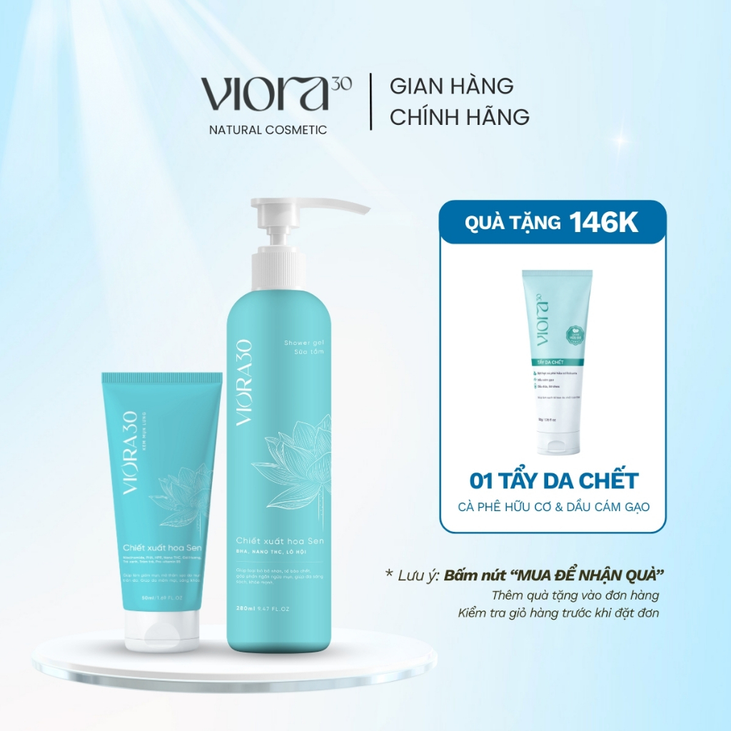 Combo Sữa Tắm & Kem Mụn Lưng Viora 30 Thế Hệ Mới - "Say Bye" Mụn Lưng, Da Sáng Khỏe, Mờ Thâm Mụn ...