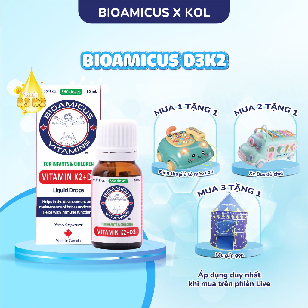 [Live KOL] BioAmicus Vitamin K2&D3 Lọ 10mL hỗ trợ phát triển xương răng ...