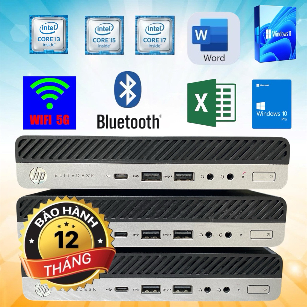 Máy tính pc mini HP 800G3, HP 800G4 wifi 5G- cpu i3 6100T,7100T,i5 ...