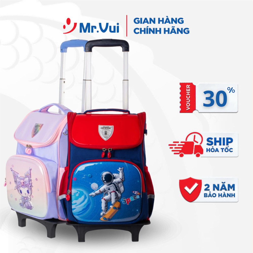 Balo kéo Mr Vui cặp kéo cho bé trai, bé gái cấp 1, học sinh tiểu học ...