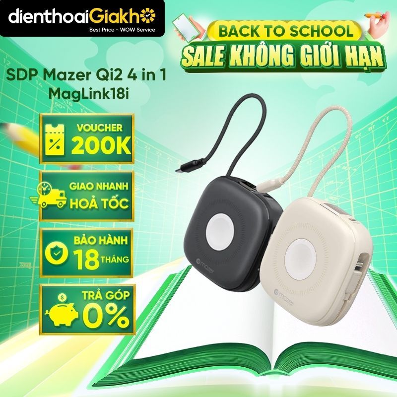 Pin Sạc Dự Phòng Không Dây Mazer Qi2 4 in 1 MagLink18i | Sạc Từ Tính ...