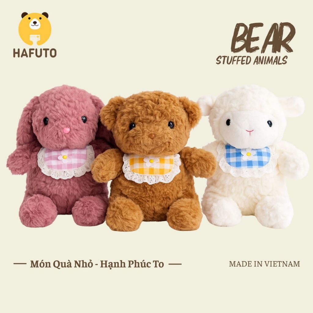 Gấu Bông Teddy, Thỏ, Cừu Đeo Yếm Dễ Thương Hafuto Sang Trọng ,Đồ Chơi ...