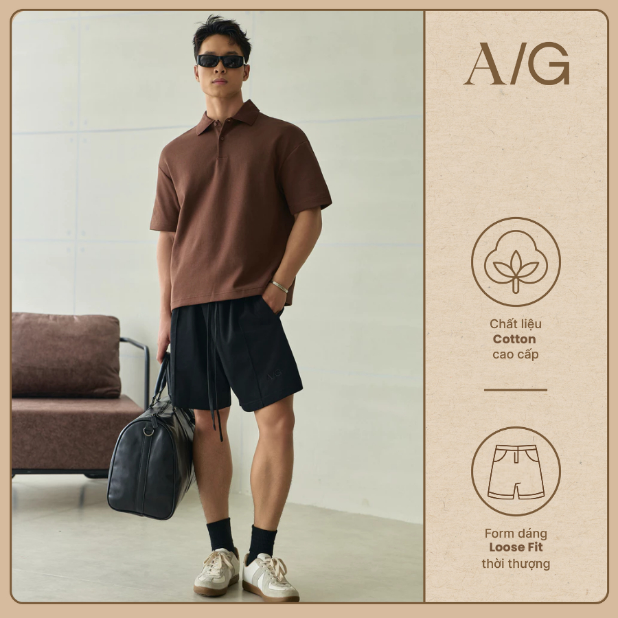 Quần Short Thun Americus Gosani HT20 Phối Logo Thêu Màu Đen | Shopee ...