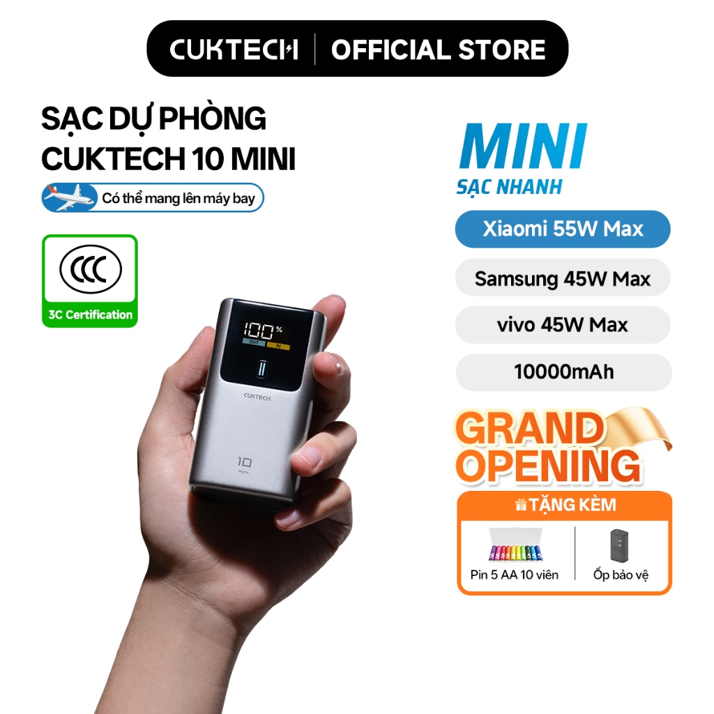 CUKTECH Sạc Dự Phòng 10 Mini 10000mAh 55W Max | Shopee Việt Nam