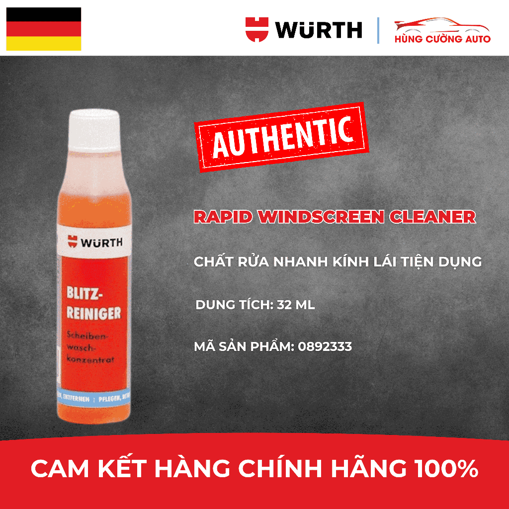 Nước Rửa Kính Lái Ô Tô Đậm Đặc Tiện Dụng WURTH Rapid Windshield Cleaner ...