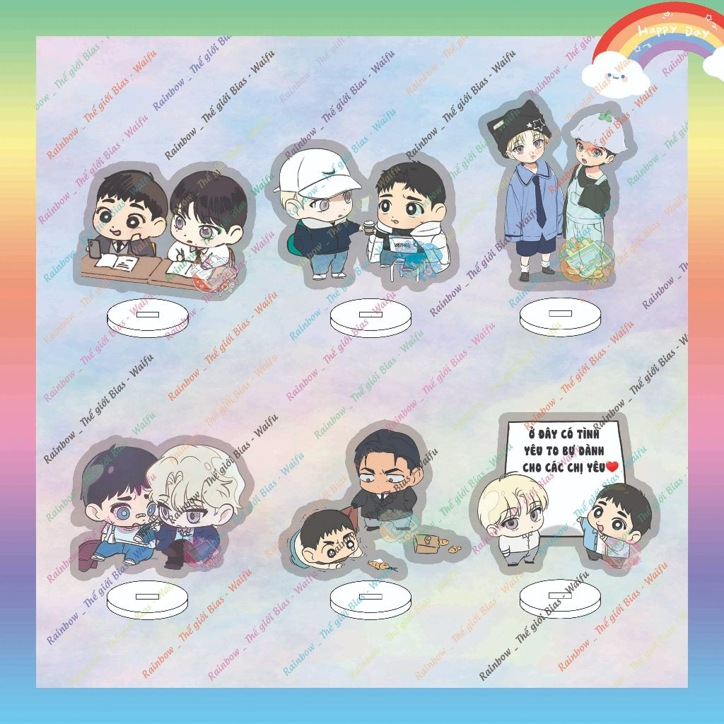 Standee mica Backlight 5cm, mô hình acrylic Backlight manhwa bl ...