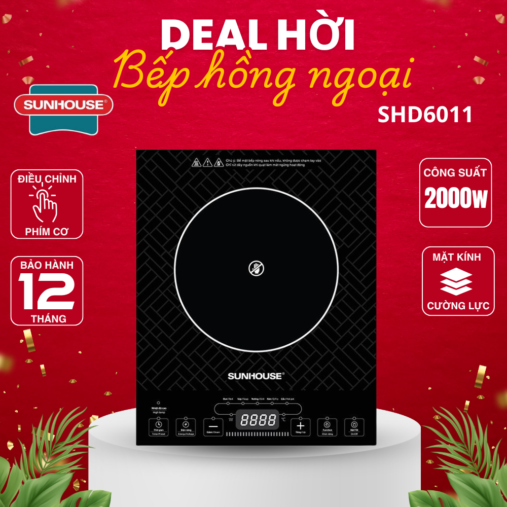 Bếp hồng ngoại cơ Sunhouse SHD6011, Công suất 2000W, Điều khiển phím ...