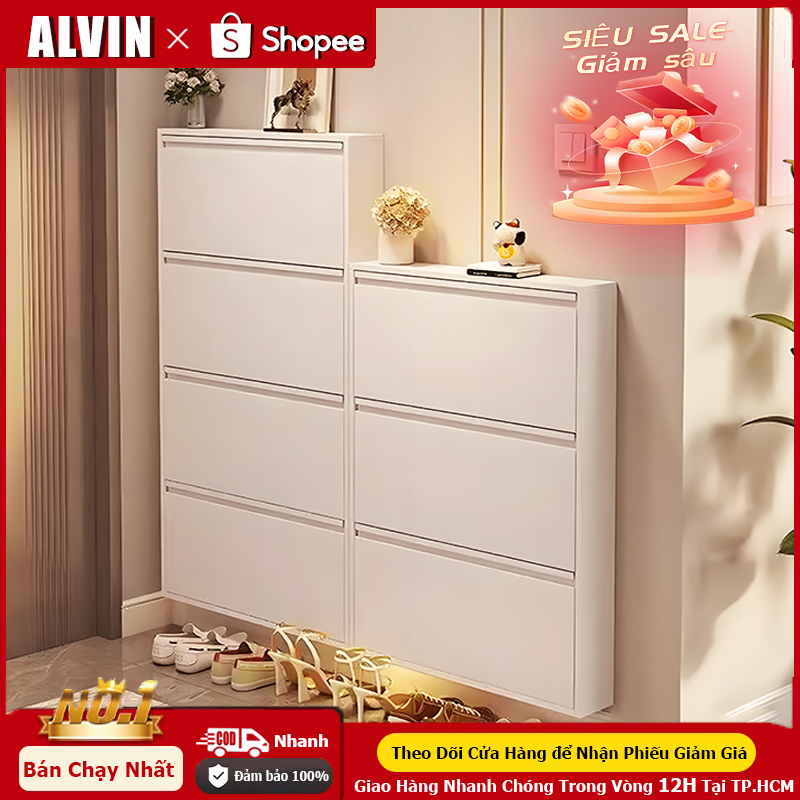 ALIVIN Tủ giày thép siêu mỏng kích thước nhỏ dung tích lớn tủ giày kim ...