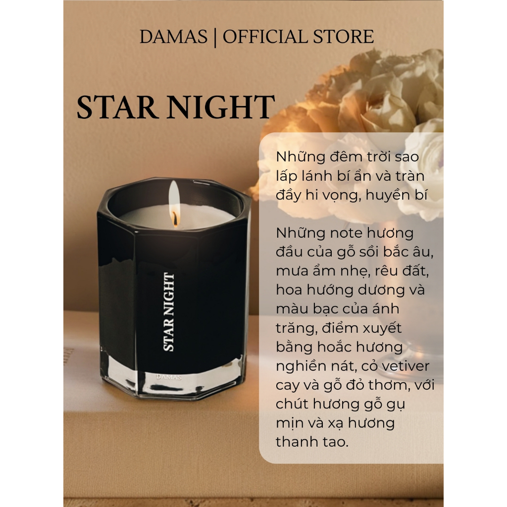Nến Thơm phòng STAR NIGHT Damas Hương Gỗ Sồi Bắc Âu, Cỏ Vetiver Thanh ...