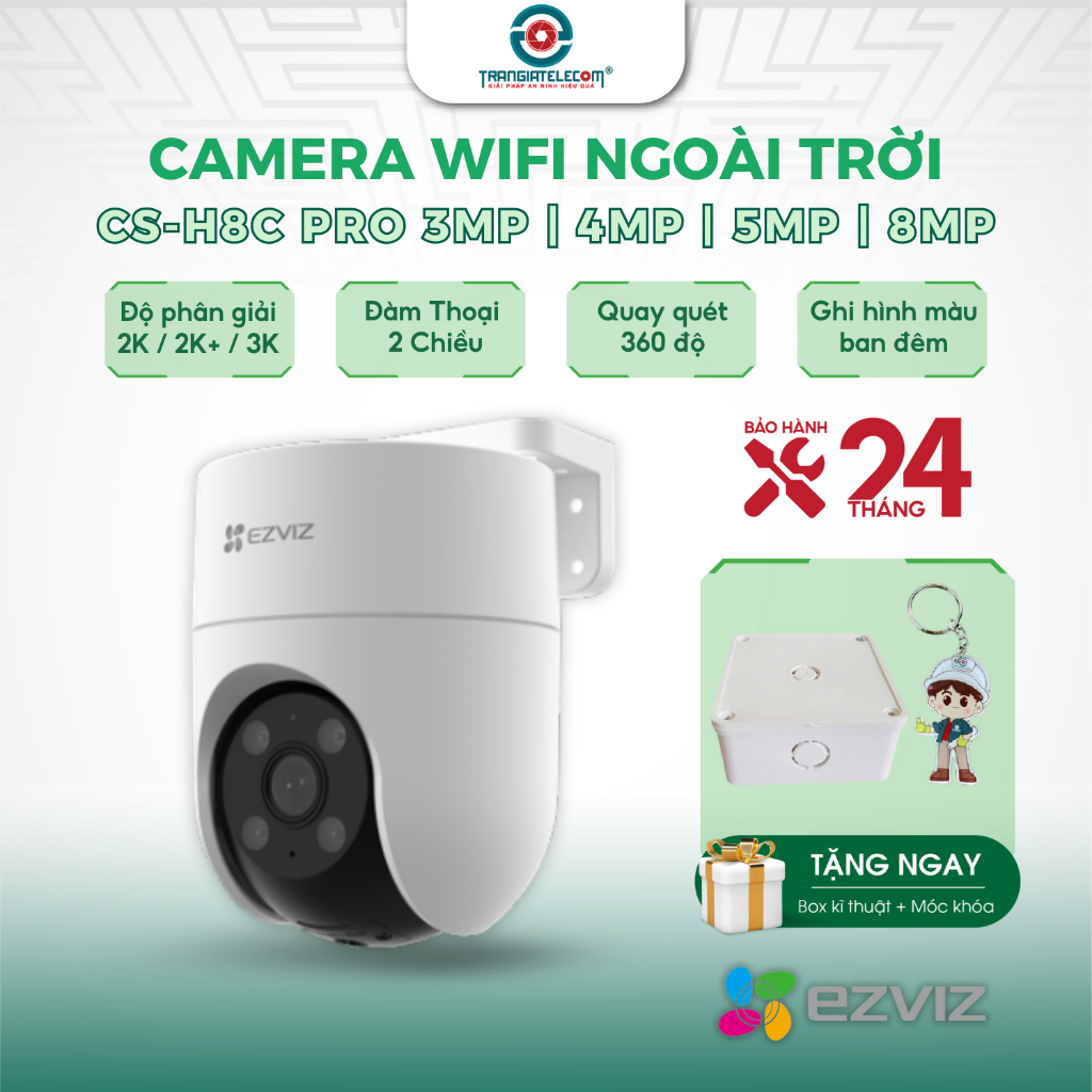 Camera Wifi Ngoài Trời EZVIZ H8C PRO 3MP/ 4MP/ 5MP Xoay 360, Đàm Thoại 2 Chiều, Có Màu Đêm ...
