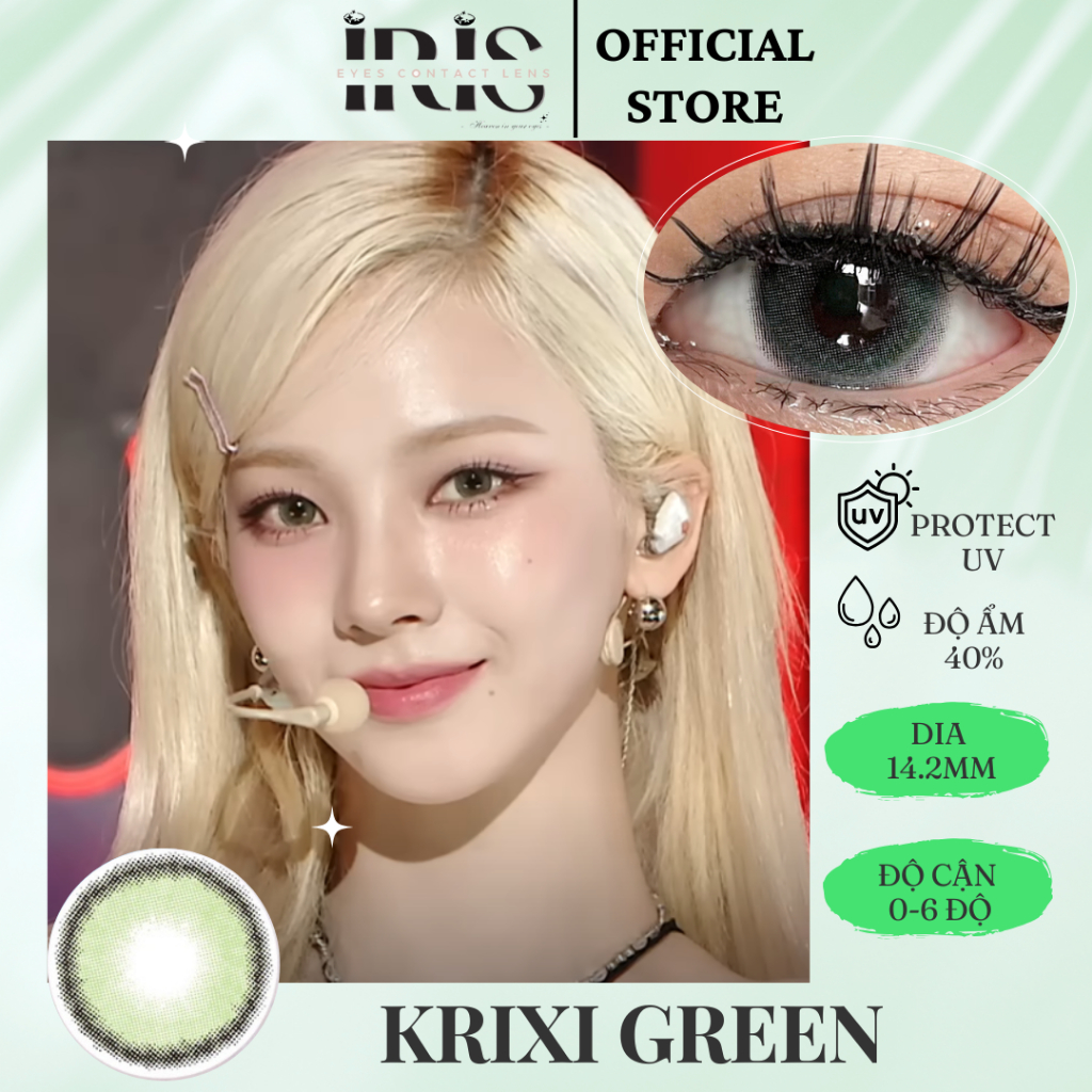 Kính áp tròng cao cấp IRIS Krixi Green Lens | Có độ cận từ 0 - 6 độ ...