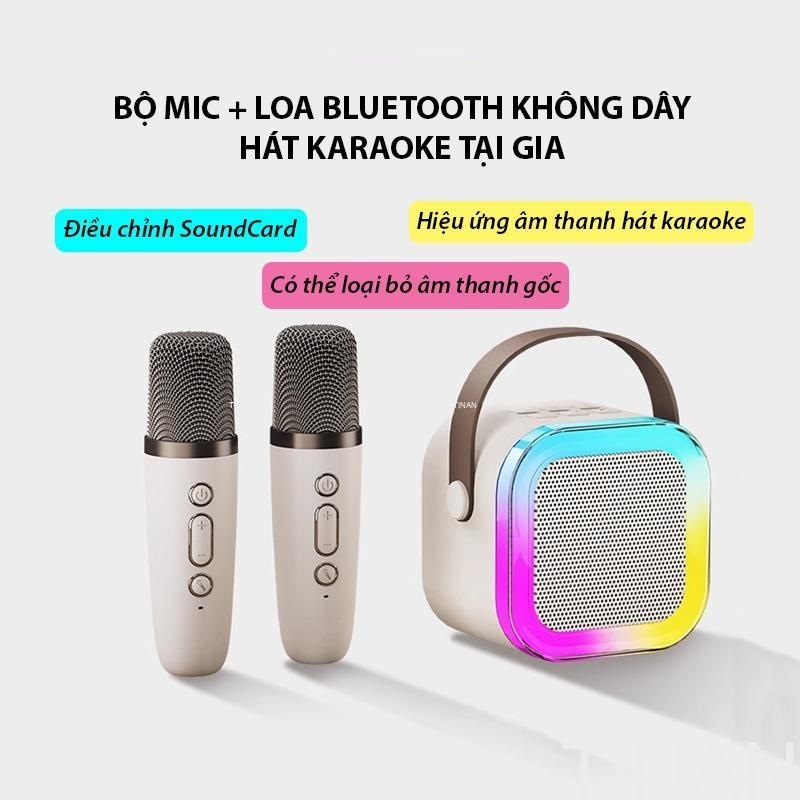 [ BỘ LOA + 2 MIC ] LOA NGHE NHẠC HÁT KARAOKE MINI KẾT NỐI BLUETOOTH ...