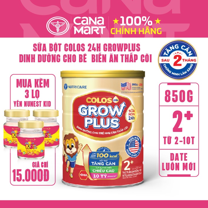 Sữa bột Nutricare Colos 24h Grow Plus 2+ giúp trẻ phát triển toàn diện ...