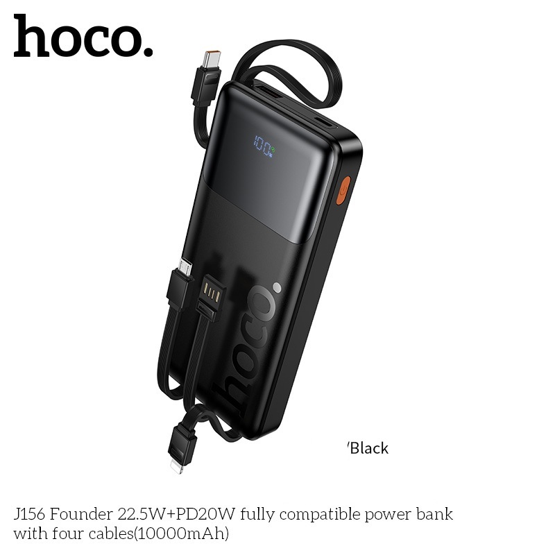 Cục tích điện Hoco J156 10000mAh TypeC 20W & USB 22.5W, Kèm 4 Cáp sạc in/out (Đen) Phụ Kiện Sỉ ...