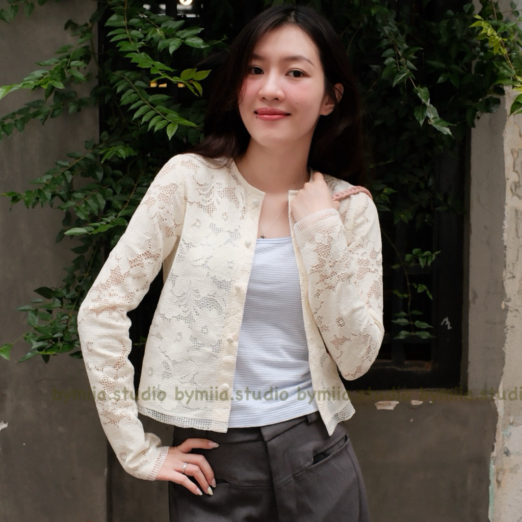 [ 💗 Freeship 💗 ] Áo ren tay dài kiểu nữ 1 lớp kem vàng miko top/bymiia ...