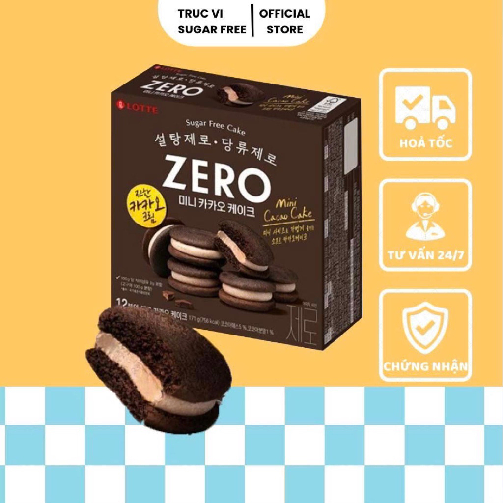 Bánh Cake Zero Dark Cacao LOTTE Không Đường ( Ăn Kiêng) | Shopee Việt Nam