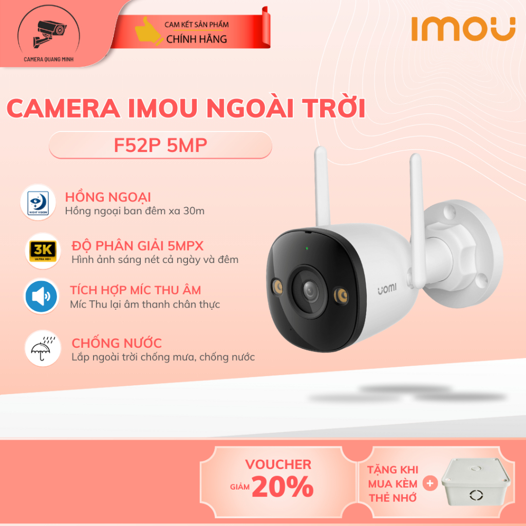 Camera IMOU F32P/F52P độ phân giải 5.0MP/3.0MP Ngoài trời chống nước ...
