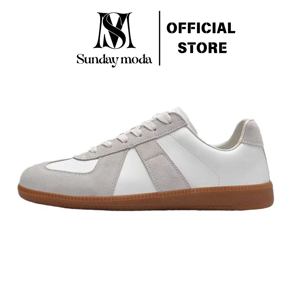 Giày thể thao Sneaker Gat Shoe Trắng Xám Sunday Moda - Da lộn phối da ...