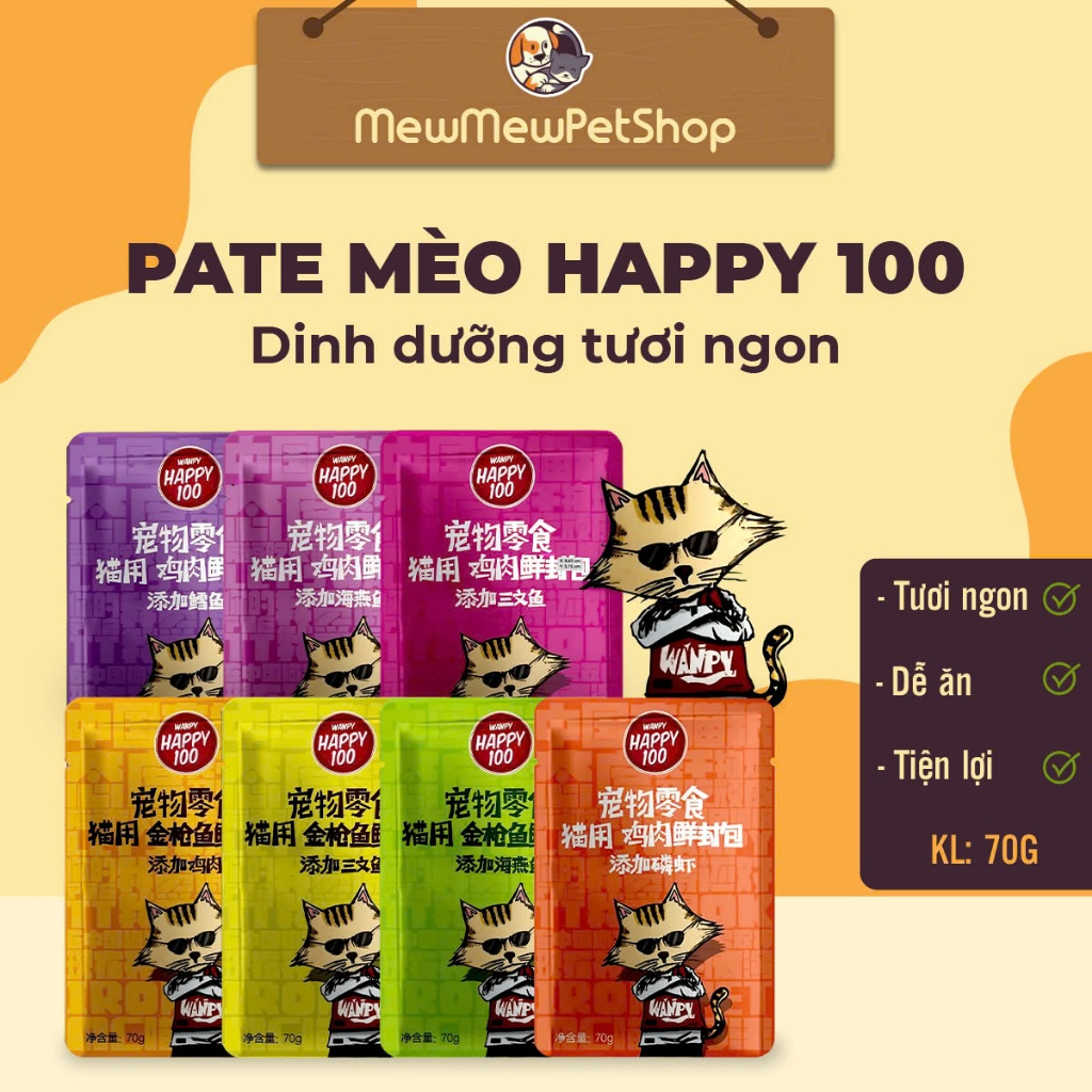 Pate mèo Wanpy Happy 100 , pate wanpy cho mèo đa dạng dinh dưỡng gói ...