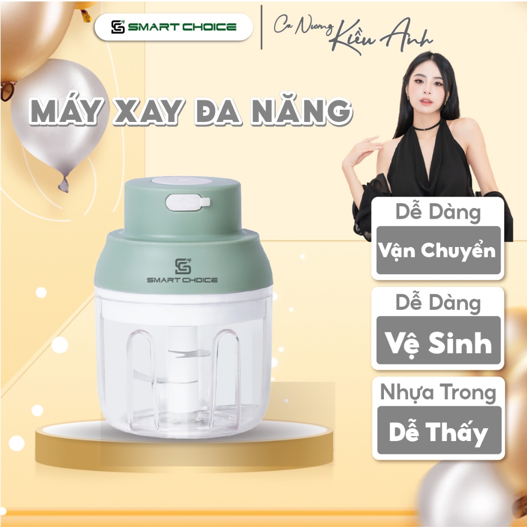 Máy Xay Đa Năng Mini SmartChoice (2 Loại Kéo Tay + Sạc Pin), Máy Xay Tỏi Ớt Gia Vị Cầm Tay Tiện ...