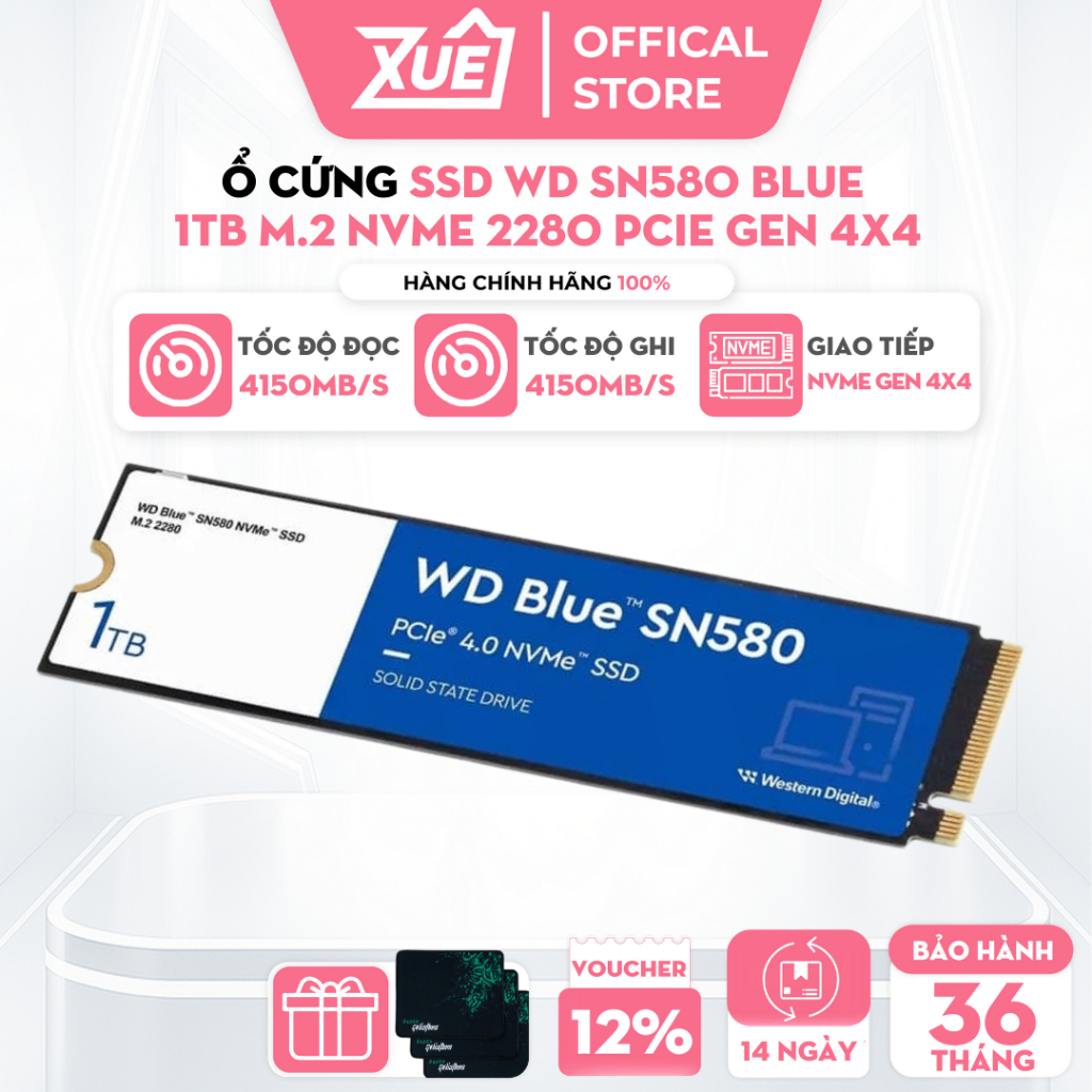 Ổ Cứng SSD WD SN580 BLUE 1TB M.2 NVME 2280 PCIE GEN 4X4, Ổ cứng máy ...