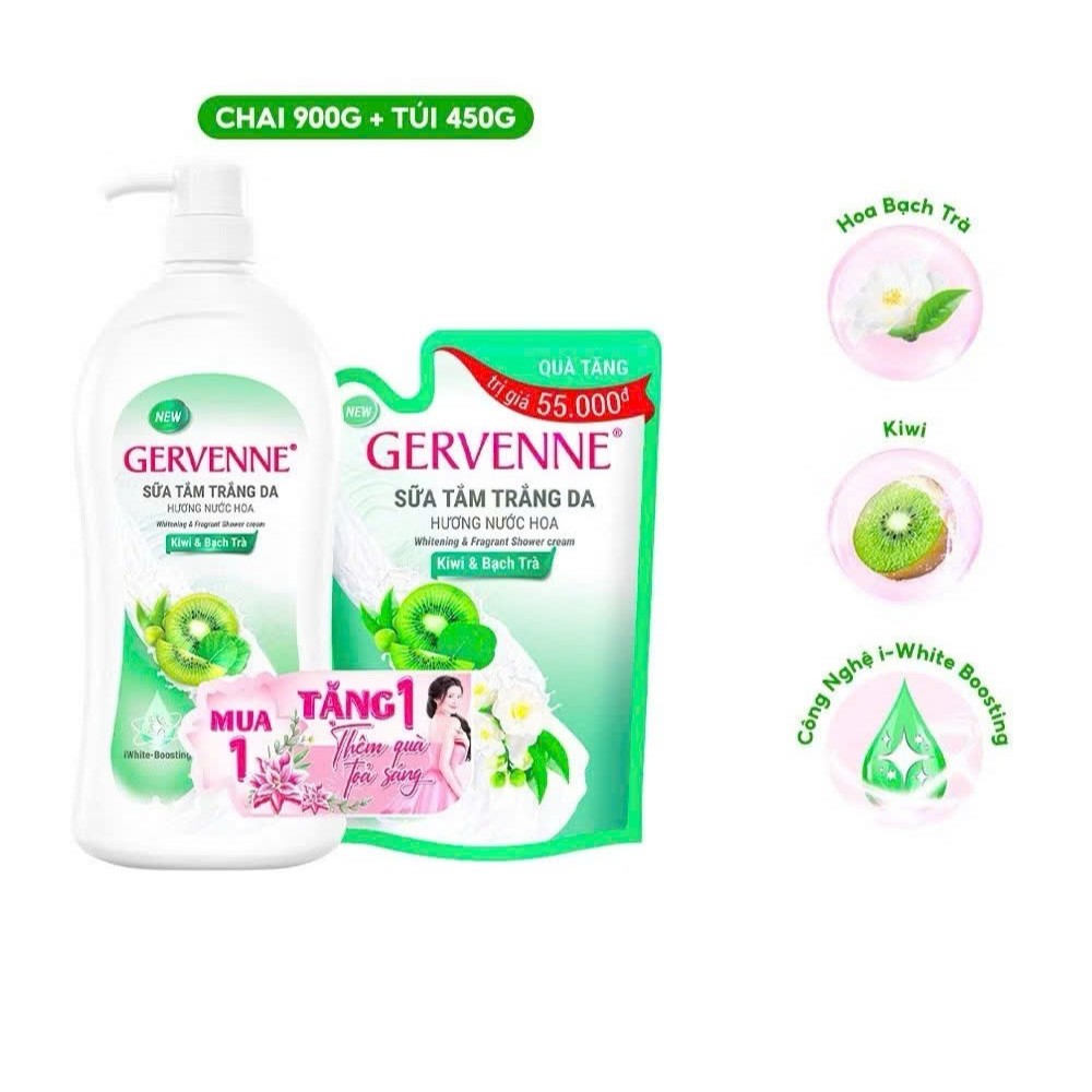 Sữa Tắm Gervenne trắng da 900g Tặng Túi sữa tắm 450g | Shopee Việt Nam