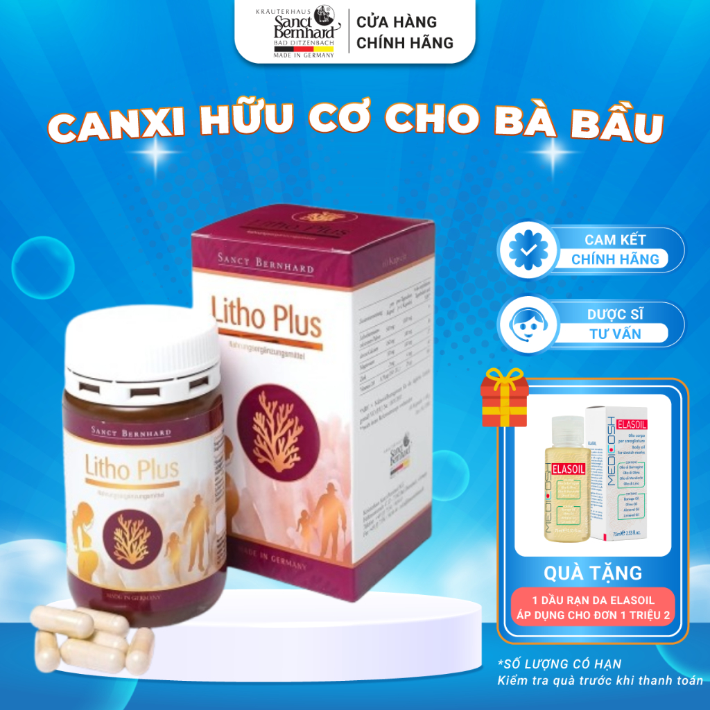 Canxi Hữu Cơ Tảo Biển Đỏ Cho Bà Bầu Litho Plus Sanct Bernhard Hỗ Trợ ...