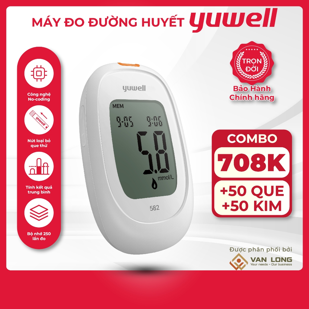 [Bảo hành trọn đời] Máy đo đường huyết Yuwell 582 chính hãng, đo nhanh ...