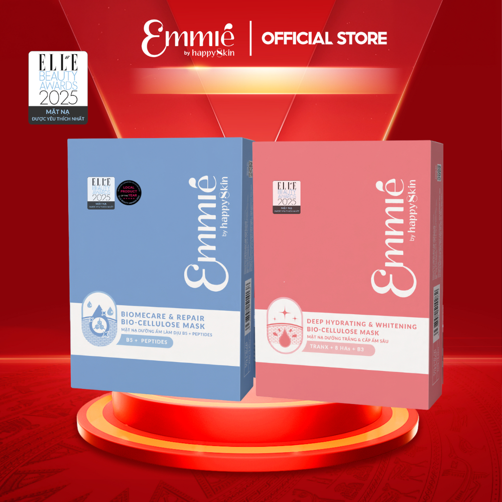[Võ Hà Linh x Emmié by HappySkin] COMBO 2 Hộp 10 mặt nạ sinh học phôi dừa Bio Cellulose 25gx20 ...