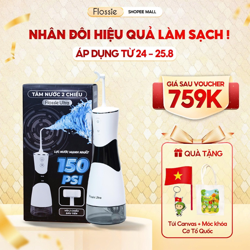 [GIÁ 781K TẠI LIVE SHOP] Tăm nước 2 chiều Flossie Ultra chính hãng.Vòi ...