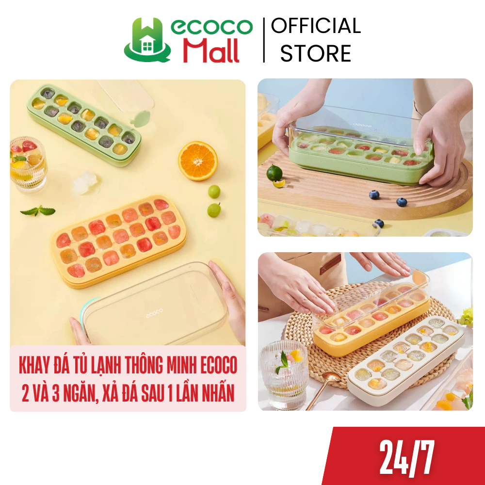 Khay đá tủ lạnh thông minh ECOCO 2 và 3 ngăn, xả đá sau 1 lần nhấn, nhựa PP cao cấp an toàn sức ...