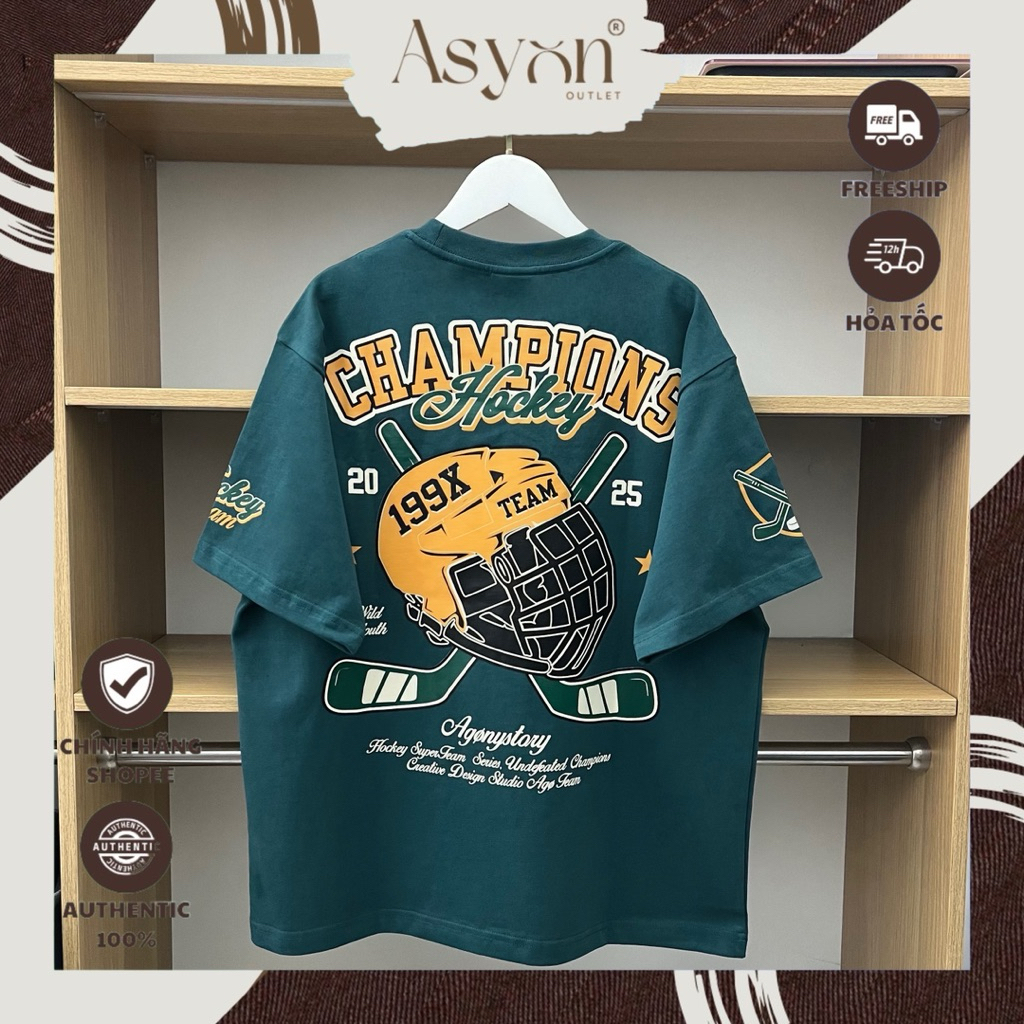 (Auth) Áo Thun Agony Story Champions Hockey 199x Team Big Logo 2025 Màu ...