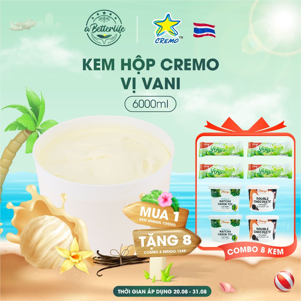 Kem hộp vani Thái Lan Cremo Vanilla 6000ml ABetterLife | Shopee Việt Nam
