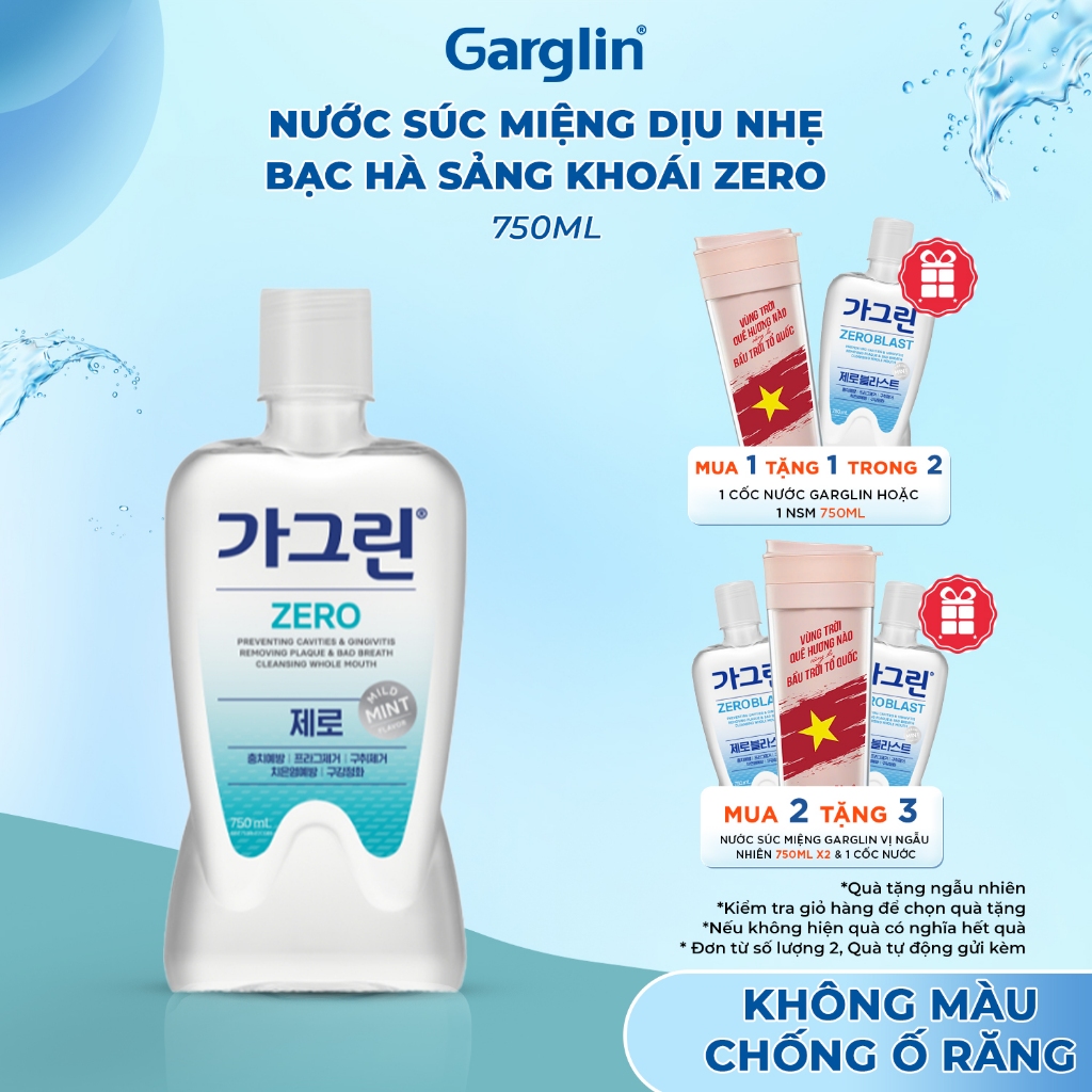 Nước súc miệng ngăn ngừa mảng bám Garglin Zero không cồn chai 750ml | Shopee Việt Nam