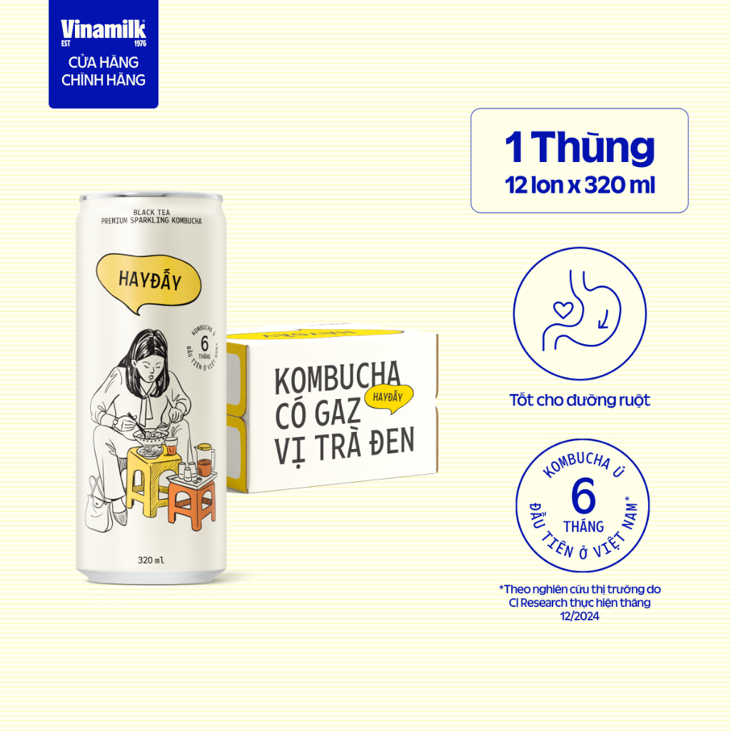 [CHỌN VỊ] Thùng 12 lon Kombucha HAY ĐẤY Có Gaz Nhiều Vị 320ml| [Có thể ...