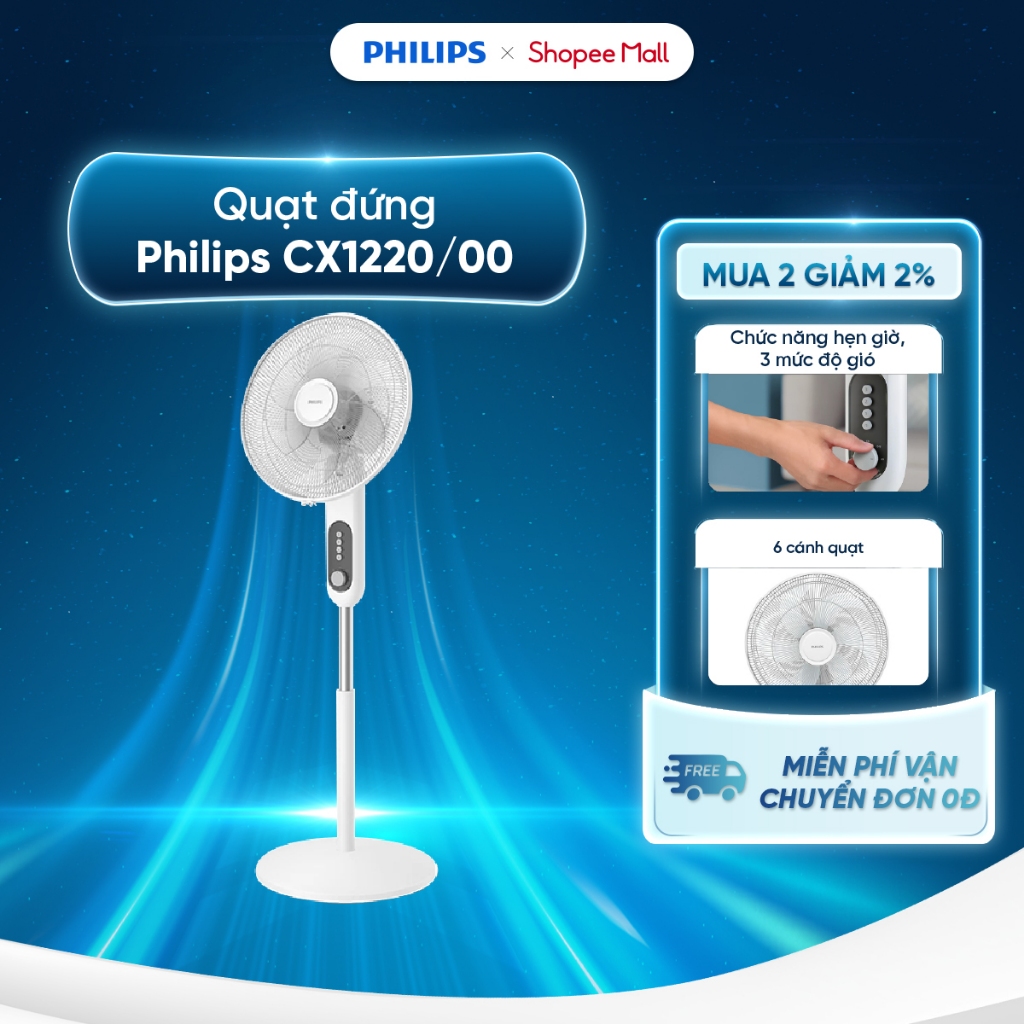 Quạt đứng Philips CX1220/00 45W - 3 tốc độ gió - Bảo hành 24 tháng ...